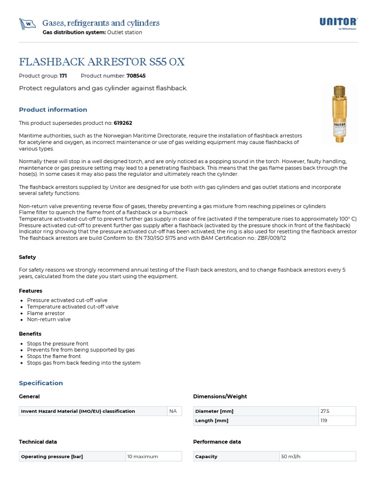 Flashback Arrestor s55 Ox | PDF