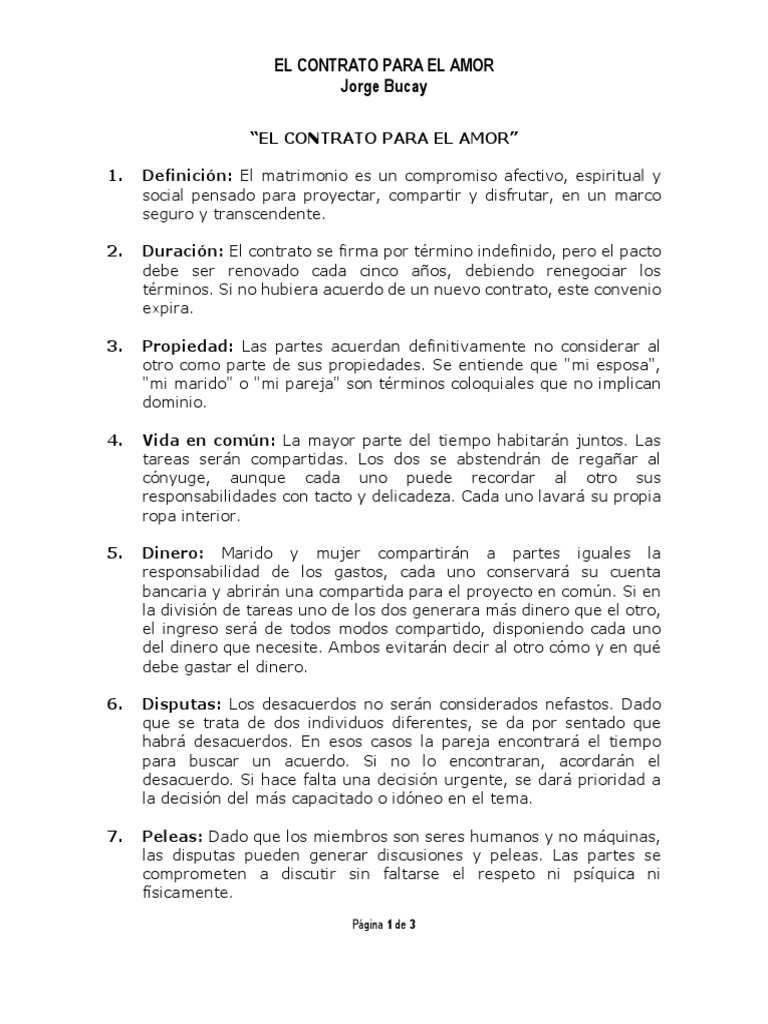 Contrato para el Amor de Pareja | PDF | La sexualidad humana | Divorcio