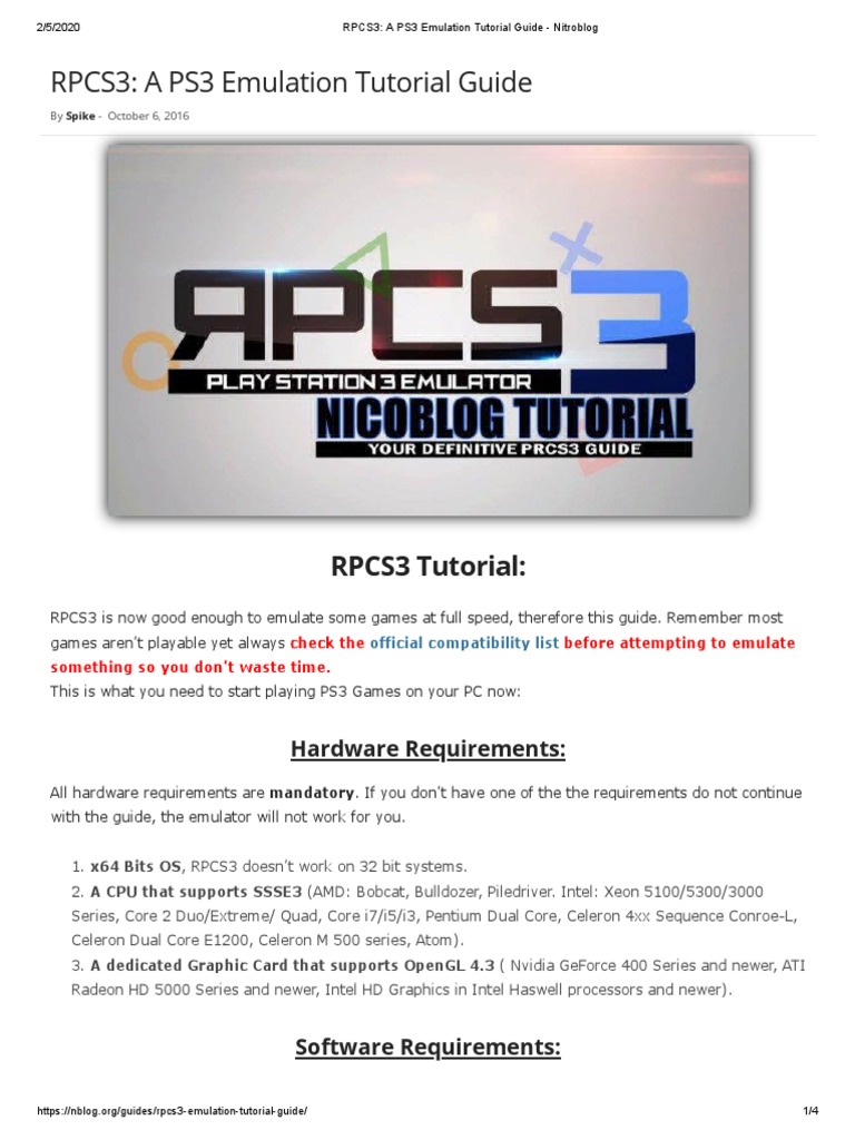 RPCS3 - A PS3 Emulation Tutorial Guide - Nitroblog PDF | PDF | Ibm Pc ...