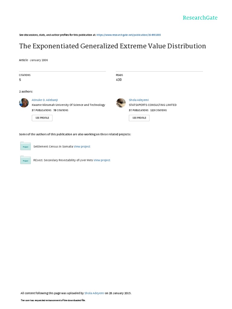 The Exponentiated Generalized Extreme Value Distribution: January 2006 ...