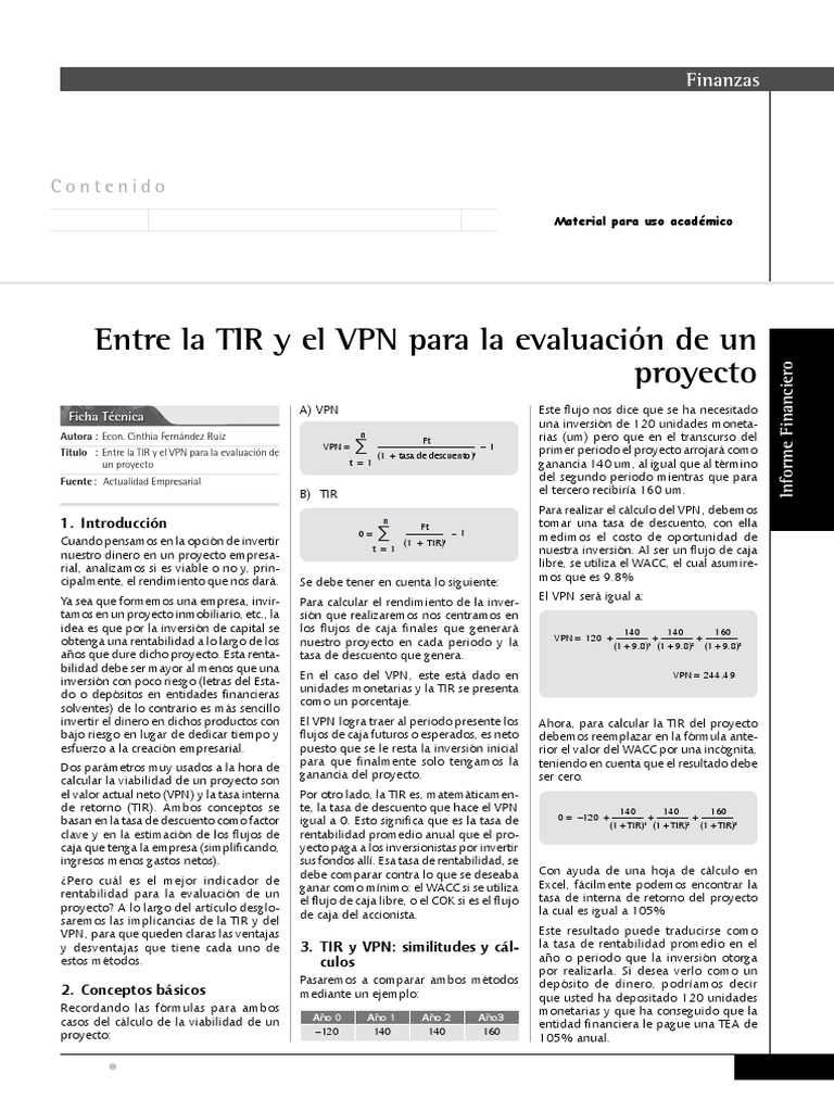 TIR - VPN - Clases-1 | PDF | Tasa interna de retorno | Inversiones