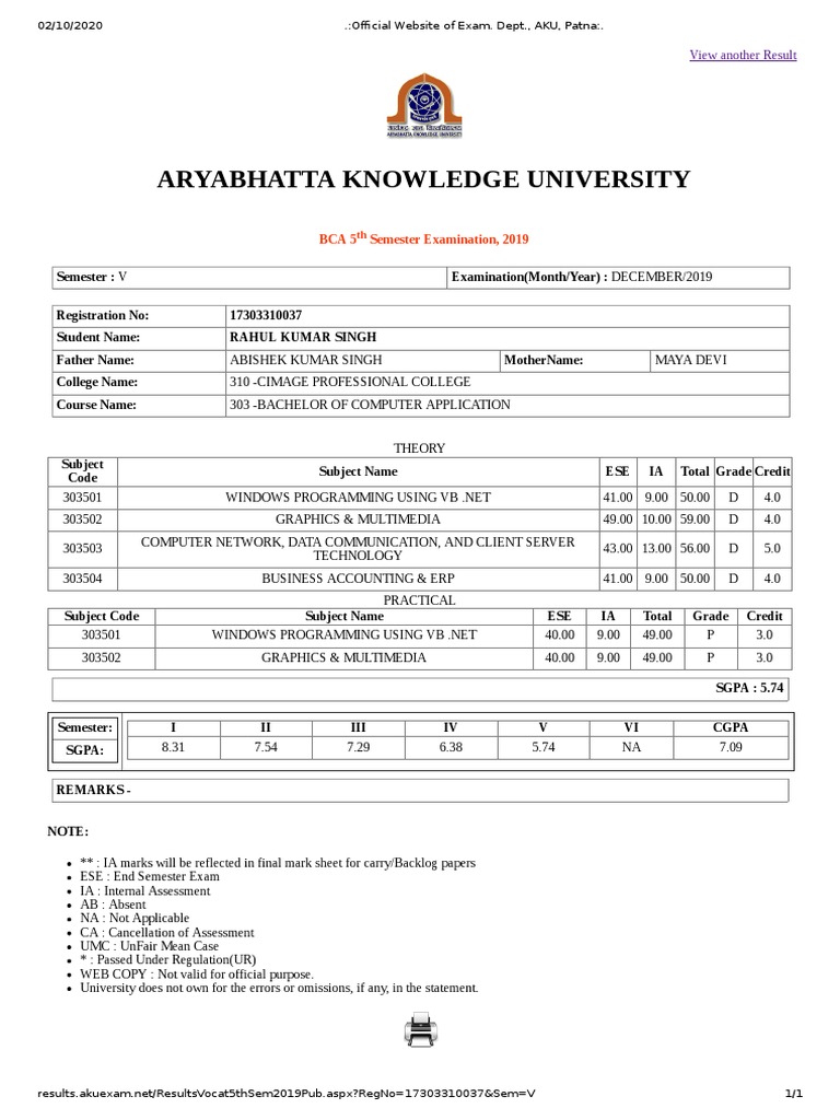 Aryabhatta Knowledge University: Bca 5 Semester Examination, 2019 | PDF | Computing | Software
