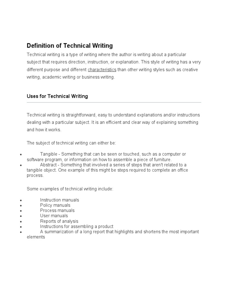 Definition of Technical Writing | PDF | Human Communication | Communication