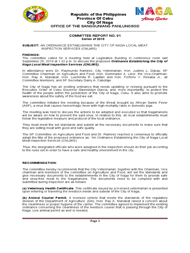 Republic of The Philippines Province of Cebu City of Naga: Office of ...