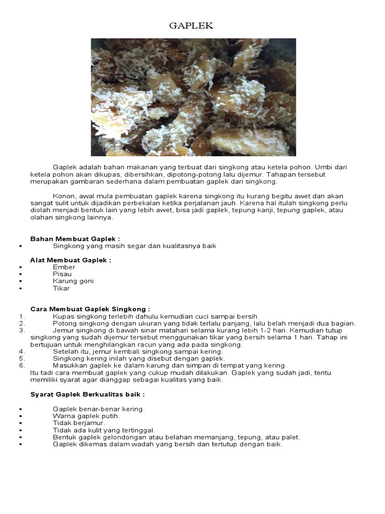 Tugas Membuat Gaplek | PDF