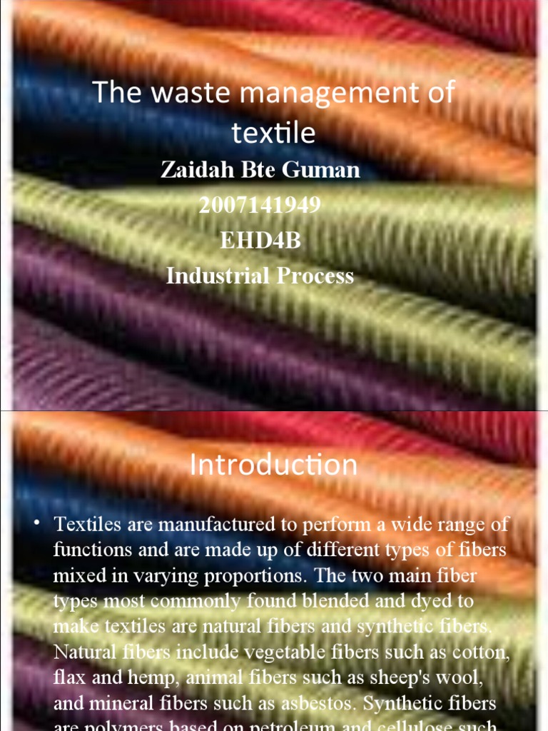 The Waste Management of Textile | PDF | Dye | Sewage Treatment