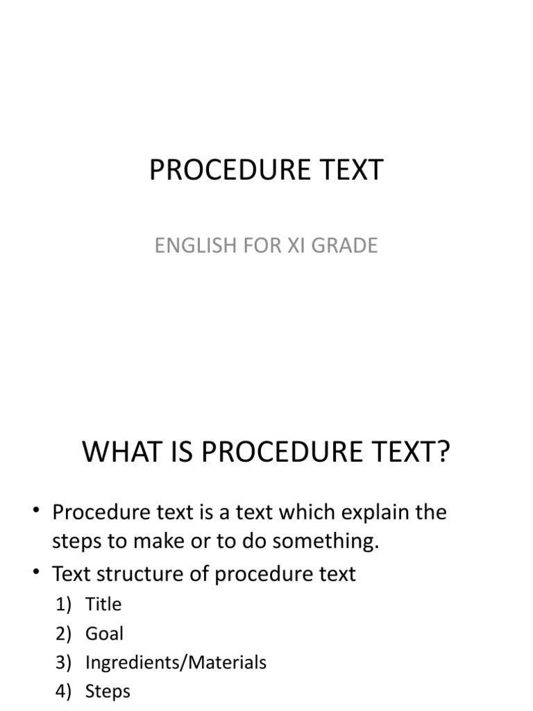 Procedure Text: English For Xi Grade | PDF