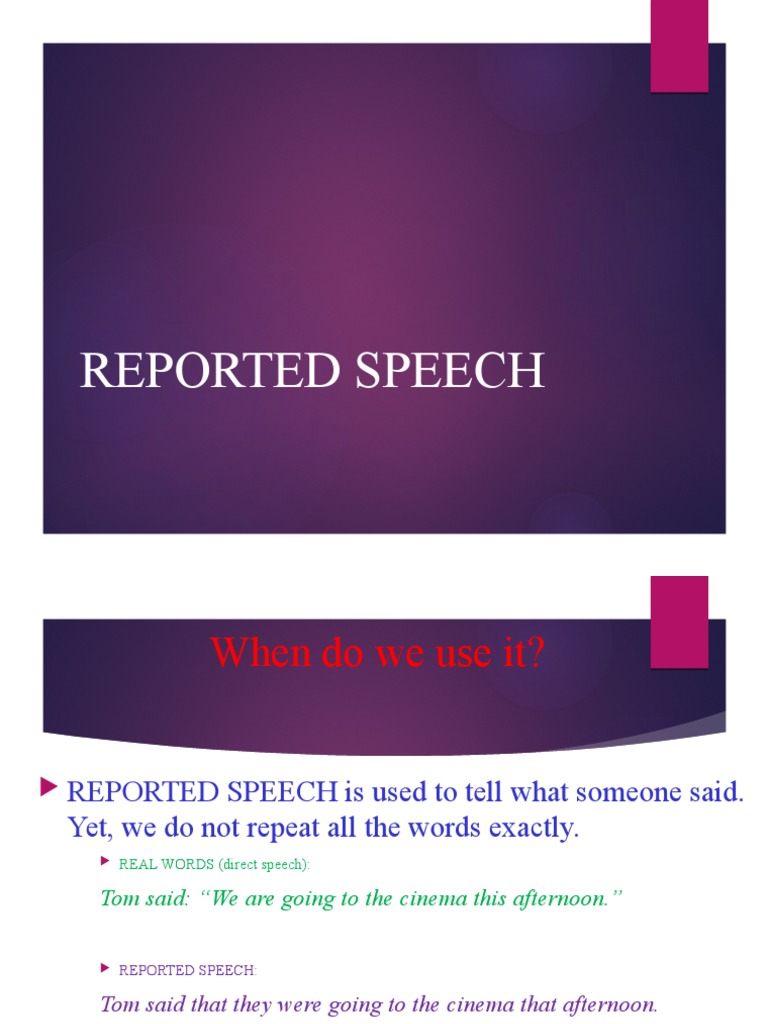 Reported Speech | PDF | Grammatical Tense | Question