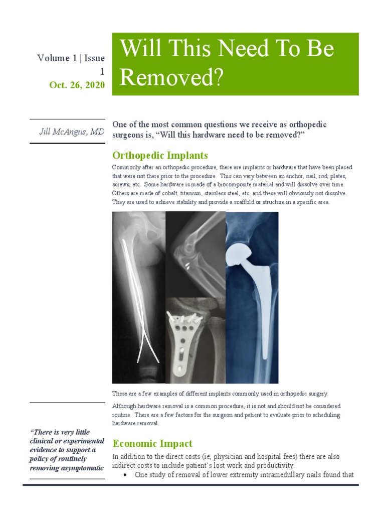 Removal of Hardware Blog | PDF | Implant (Medicine) | Orthopedic Surgery