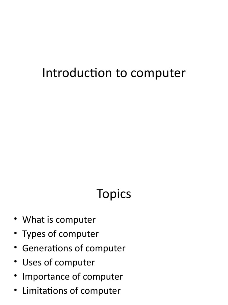 Introduction To Computer | PDF | Workstation | Input/Output