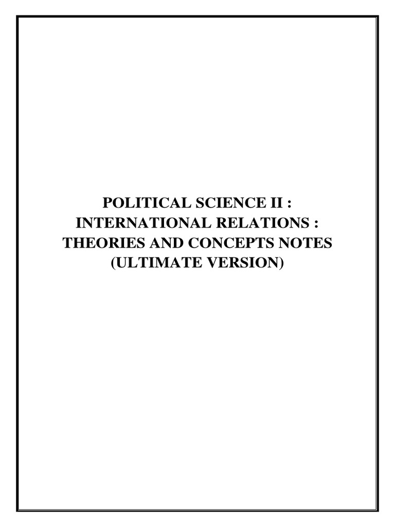 Political Science II - International Relations - Theories and Concepts ...