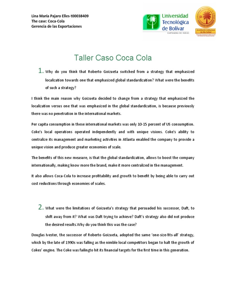 Coca-Cola Case Study: Global Standardization vs Localization | PDF