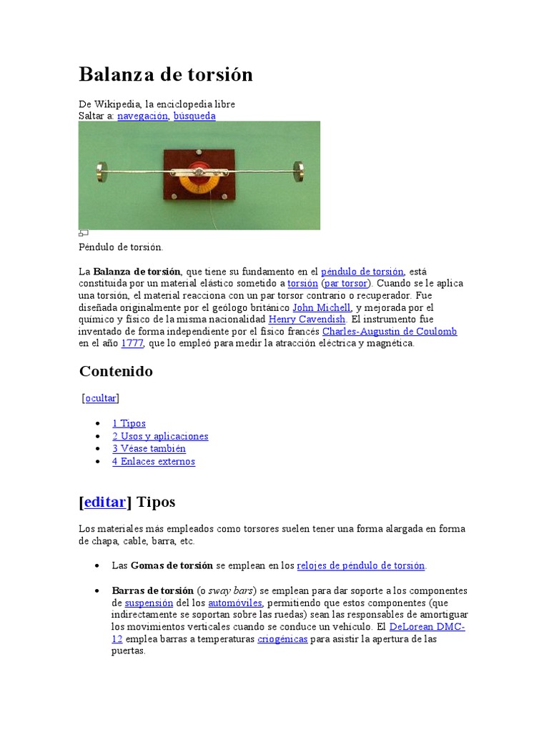 Balanza de Torsión | PDF | Electrostática | Fuerza
