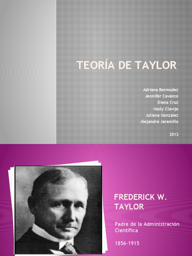 Teoría de Taylor: Fundamentos y Aplicación de la Administración ...