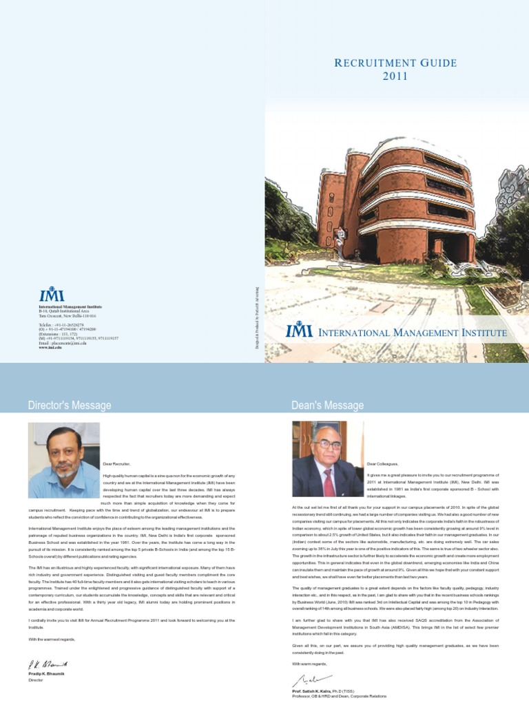 Recruiters' Guide to IMI 2011 | PDF | Business