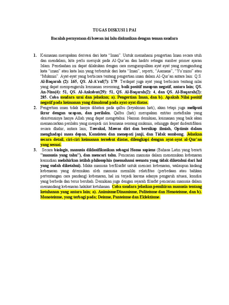 Tugas Diskusi 1 Pai | PDF