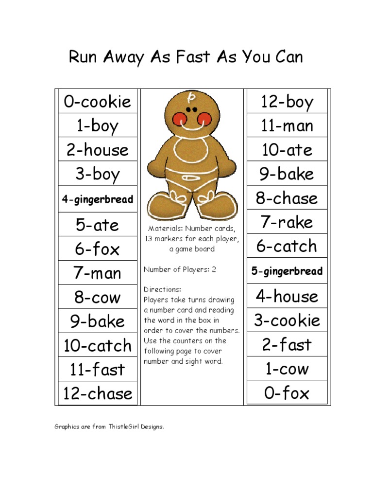 Gingerbread Sight Word Board | PDF