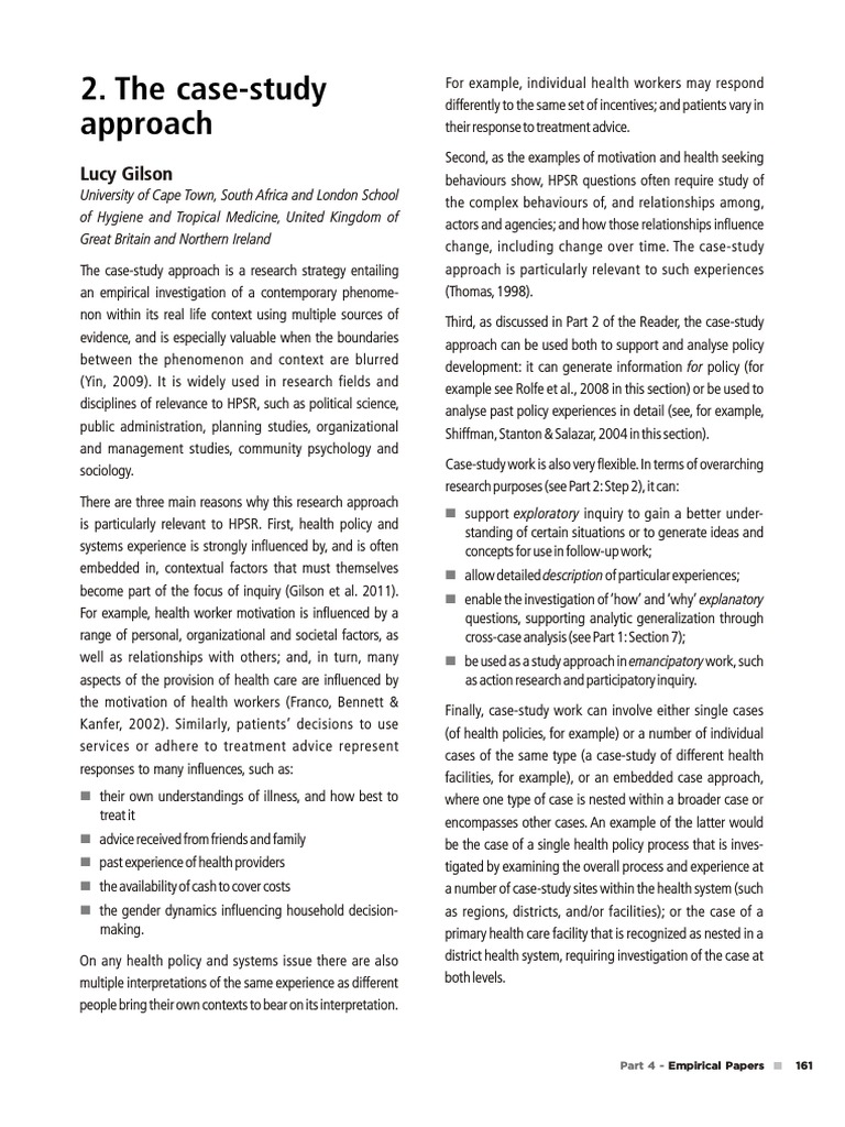 The Case-Study Approach: Lucy Gilson | PDF | Case Study | Health System