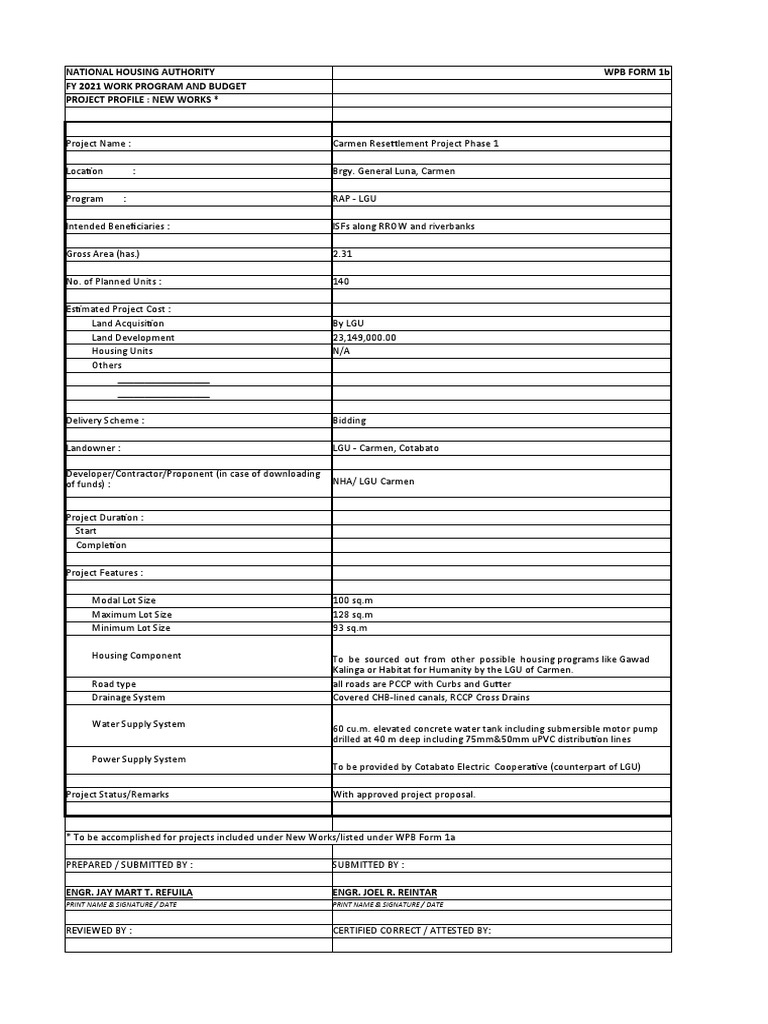 WPB Form 1b Project Profile | PDF | Building Engineering | Civil ...