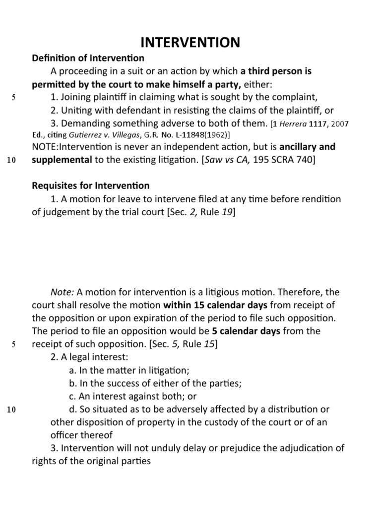 Intervention: Definition of Intervention Permitted by The Court To Make ...
