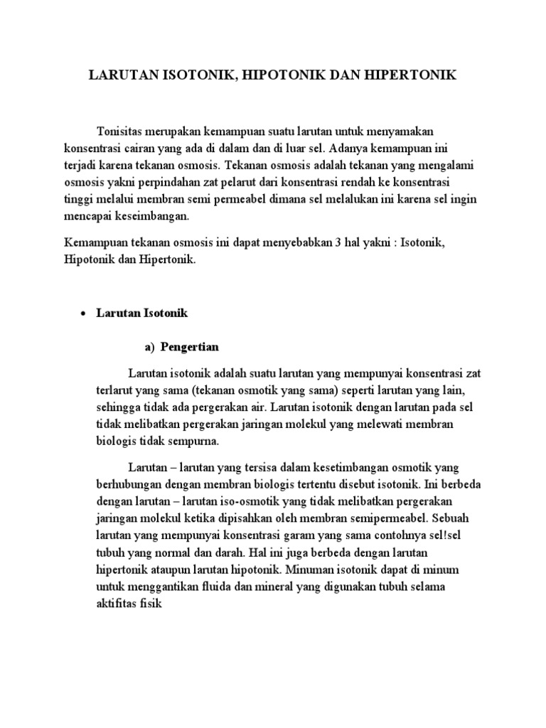 Larutan Isotonik | PDF