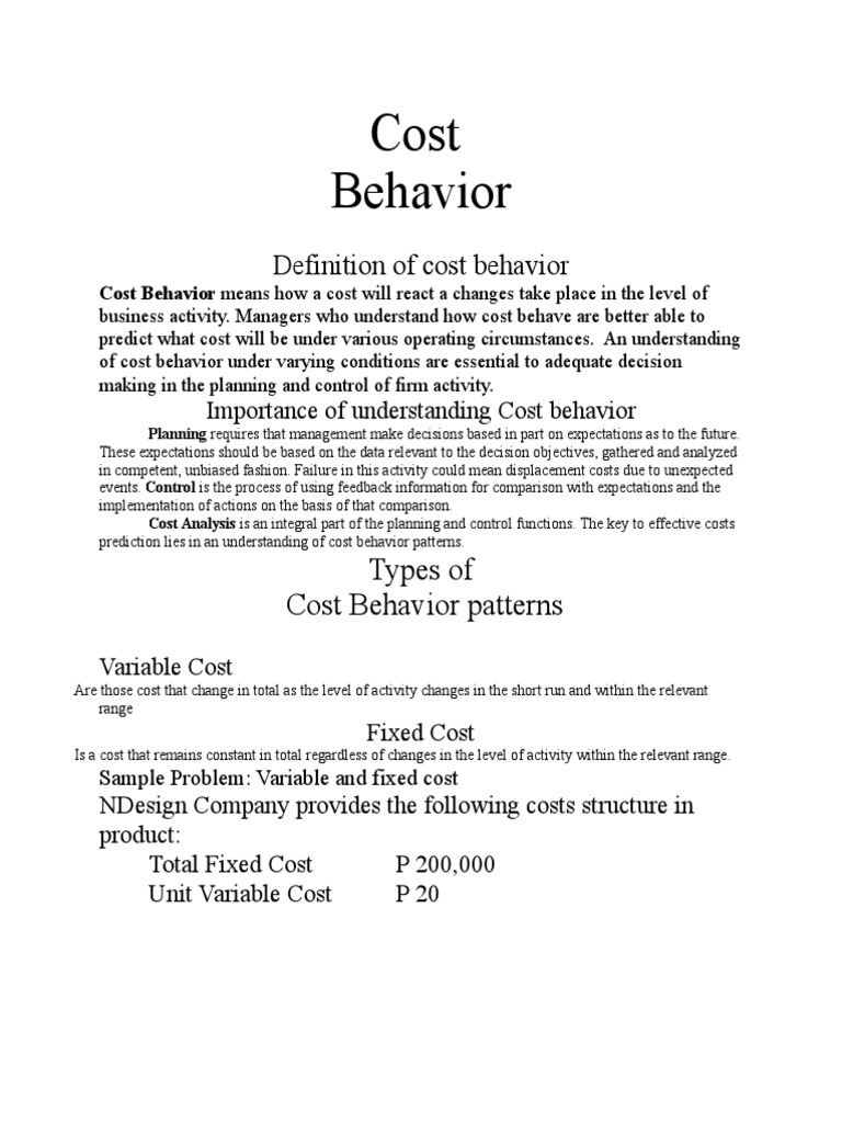 Afar-Cost Behavior 00 | PDF | Least Squares | Regression Analysis