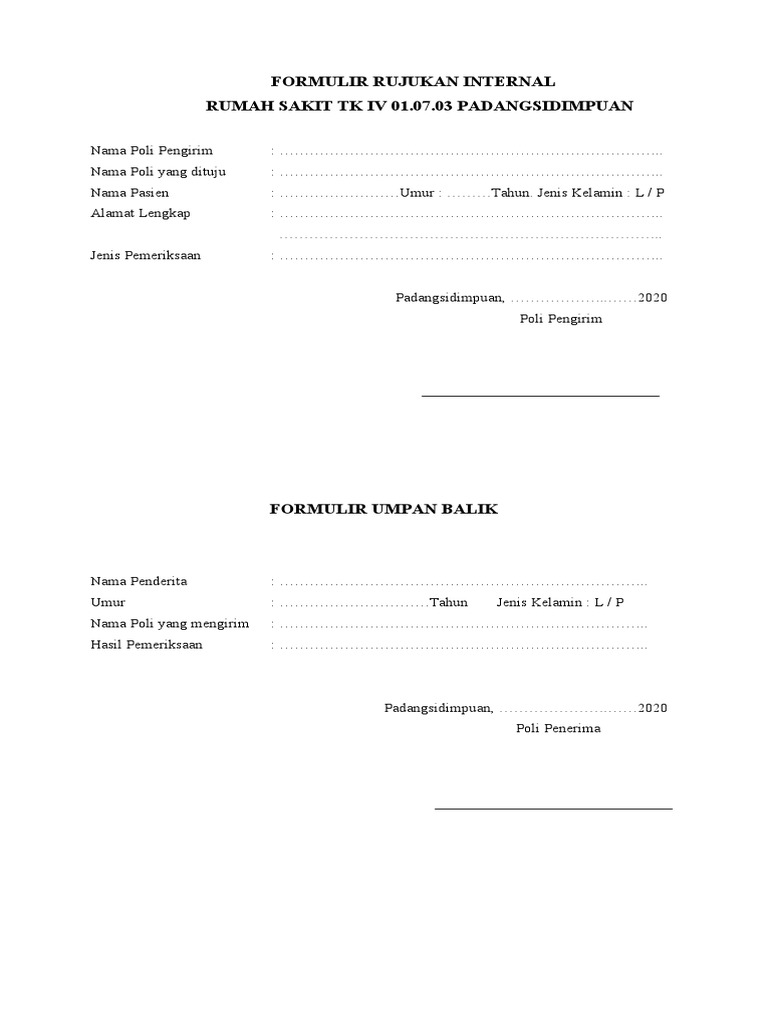 Form Rujuk Balik | PDF