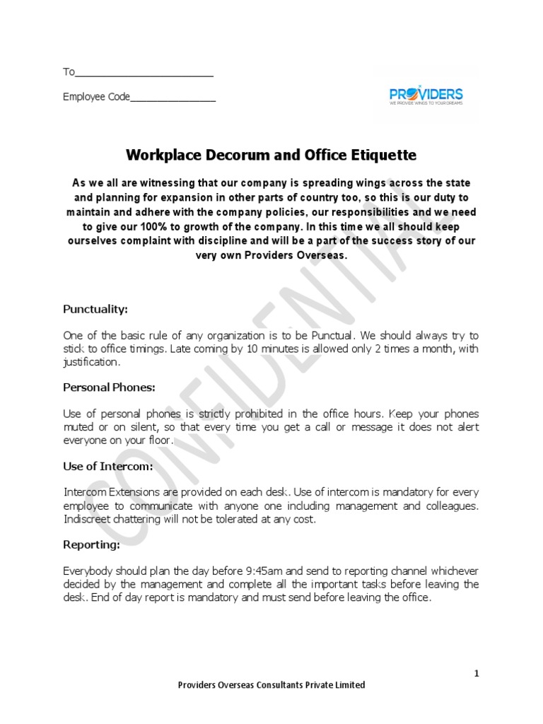 Workplace Decorum | Download Free PDF | Sales | Regulatory Compliance