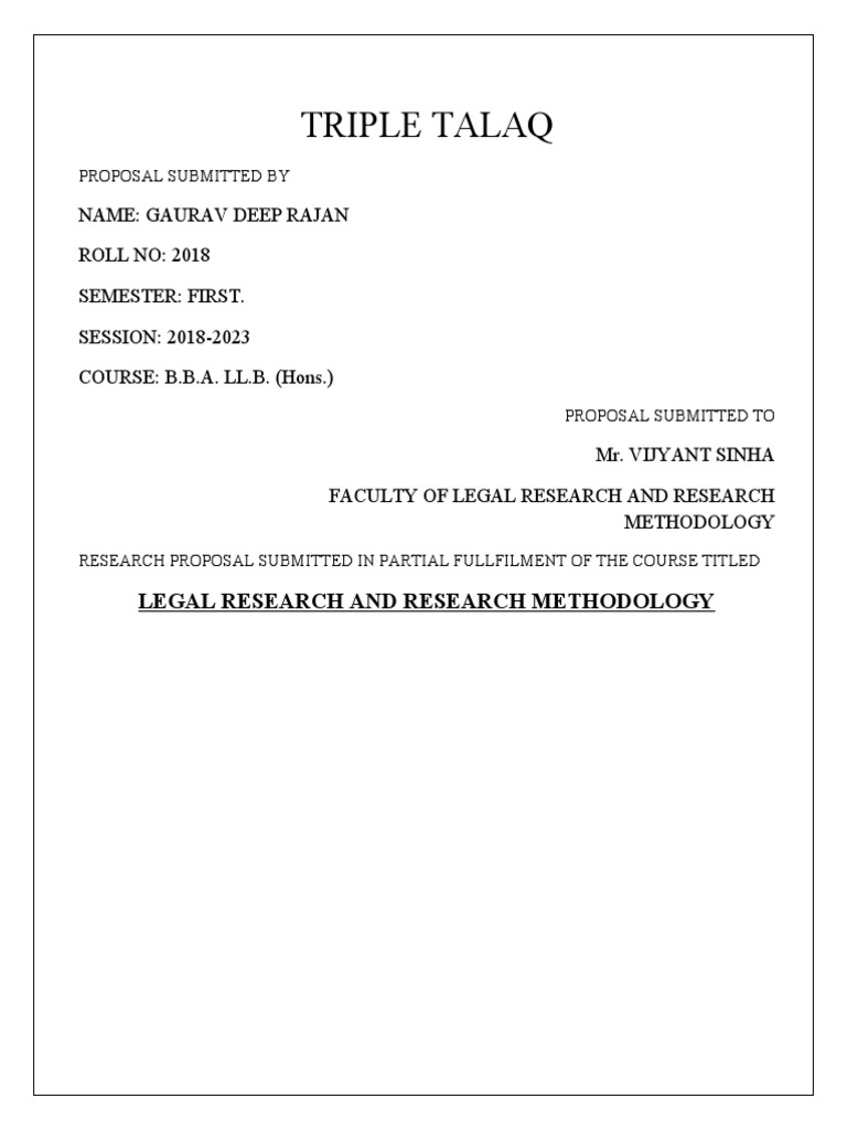 Rough Draft of Legal Methods | PDF | Sharia | Divorce