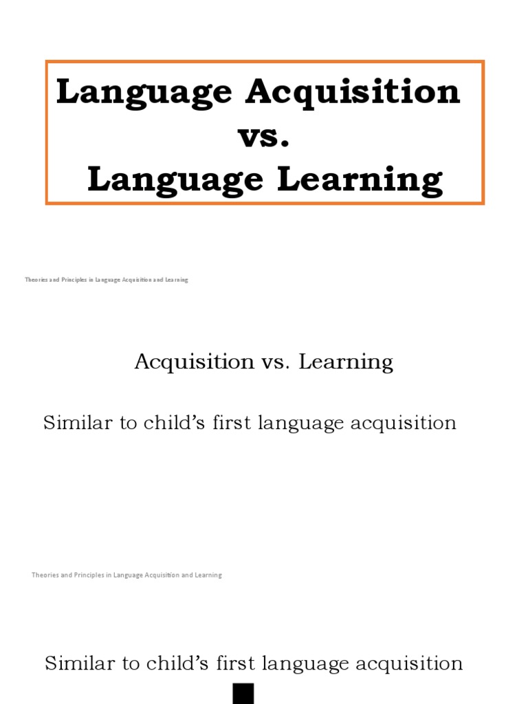 Learning Vs Acquisition | PDF | Language Acquisition | Psycholinguistics