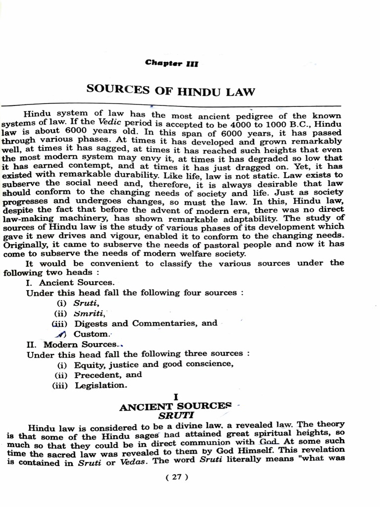 Sources of Hindu Law Chap 3 | PDF