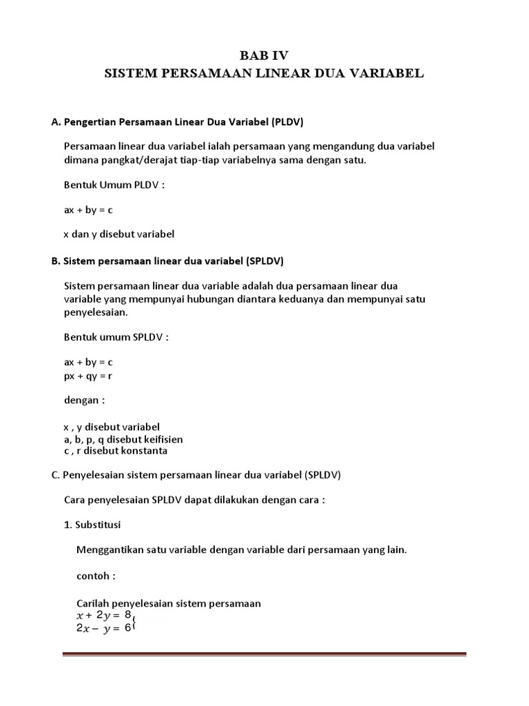 BAB 4 Persamaan Linear Dua Variabel (WWW - Defantri.com) PDF | PDF ...