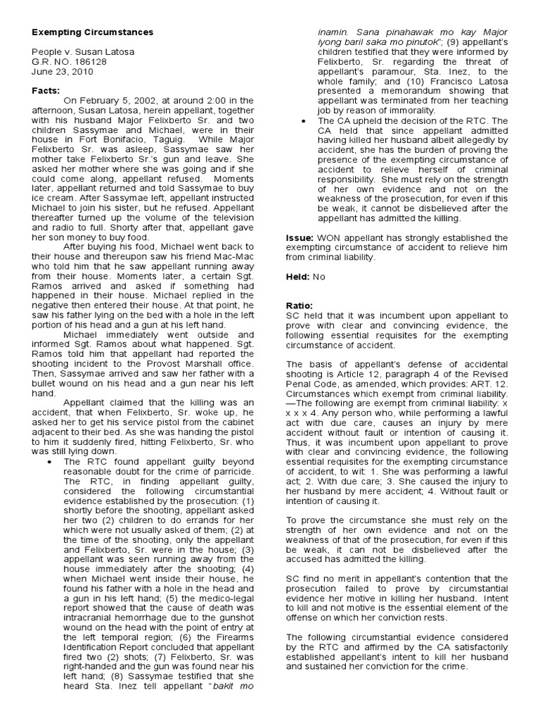 Circumstantial Evidence Establishes Intent to Kill in Parricide Case ...