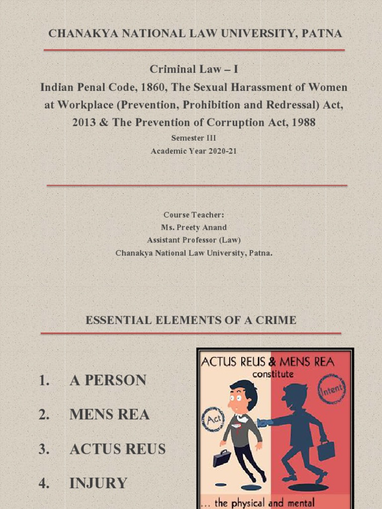 Essential Elements of A Crime | PDF | Mens Rea | Criminal Law