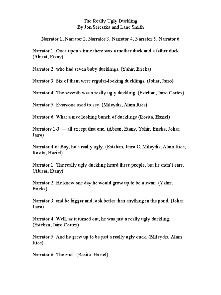 The Really Ugly Duckling Readers Theater Script | PDF