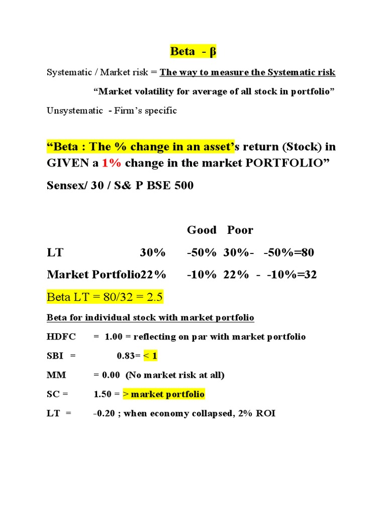 Beta - Calculations PDF | PDF | Beta (Finance) | Stock Market