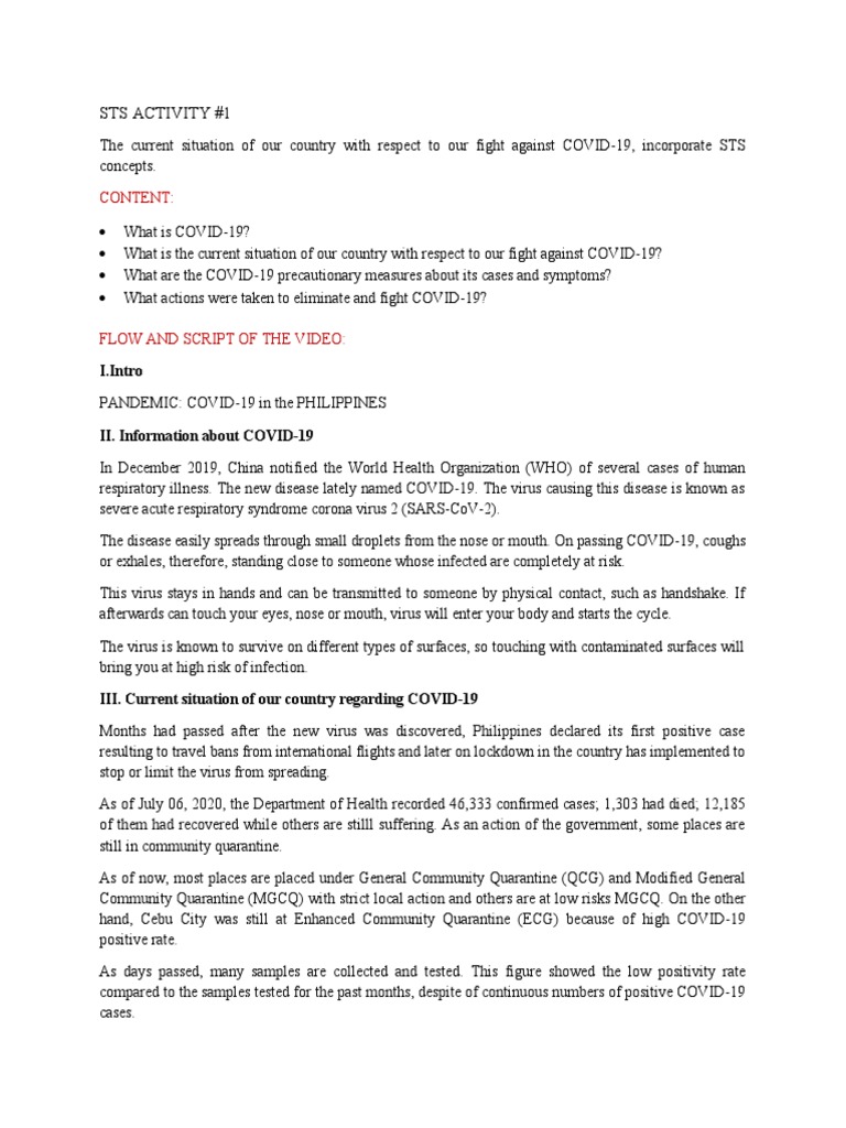 STS Video Script | PDF | Microbiology | Public Health STS Video Script | PDF | Microbiology | Public Health