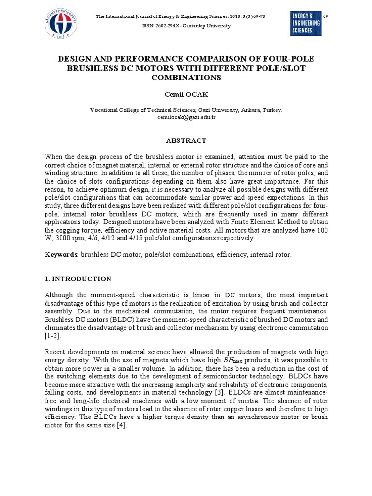 Design and Performance Comparison of Four-Pole Brushless DC Motors With ...