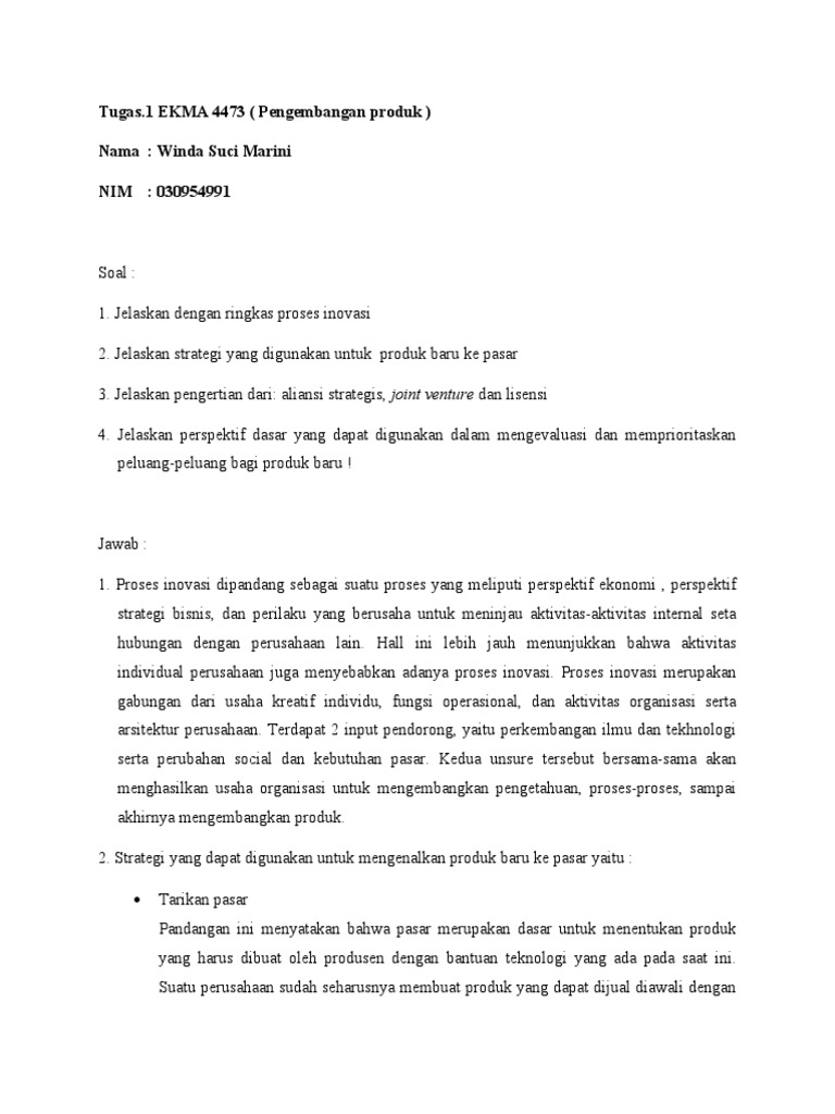 Tugas 1 Pengembangan Produk | PDF