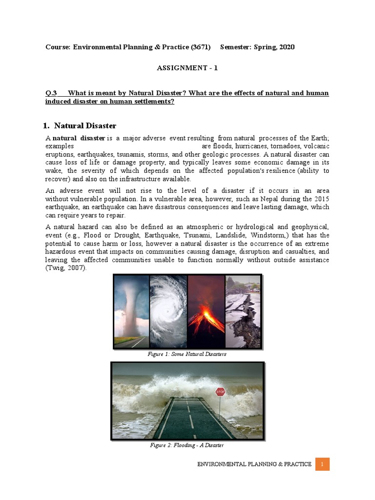 Natural Disaster: Course: Environmental Planning & Practice (3671 ...