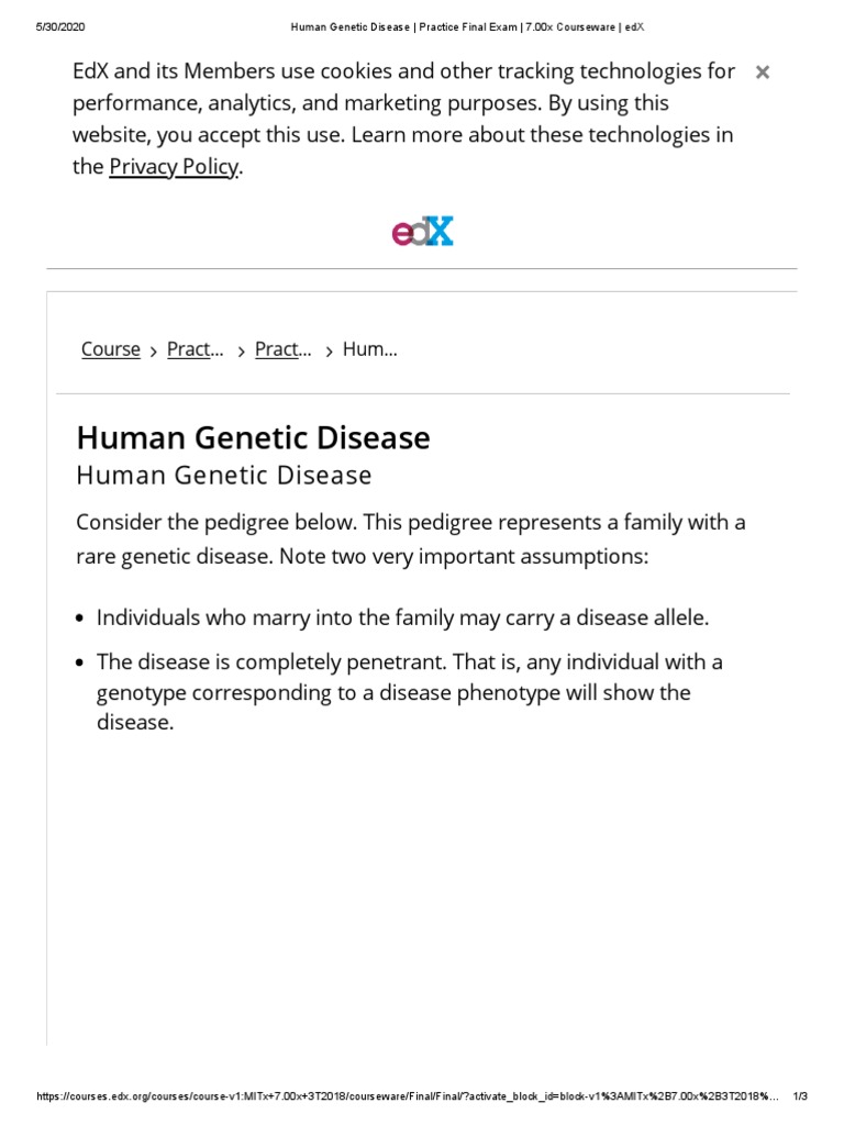 Human Genetic Disease - Practice Final Exam | PDF | Dominance (Genetics ...