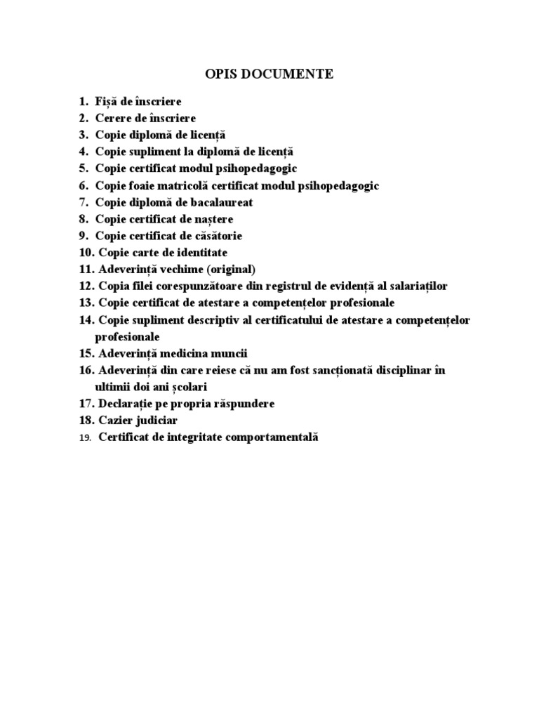 Opis Documente | PDF