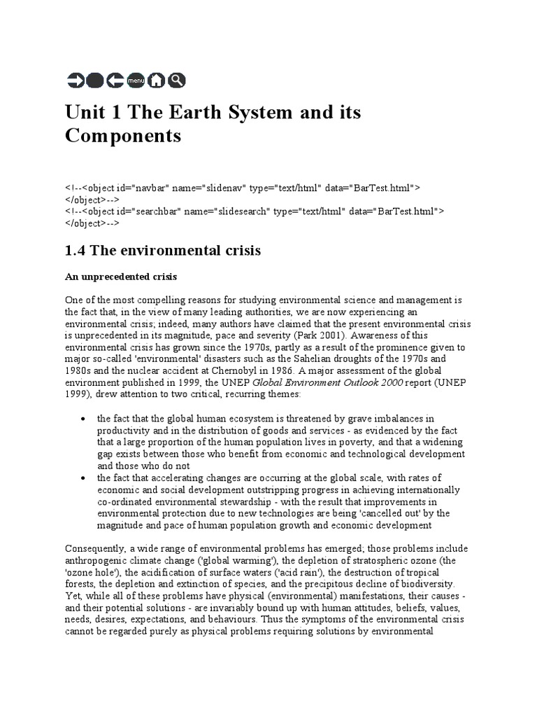 Unit 1 The Earth System and Its Components | PDF | Habitat Destruction ...