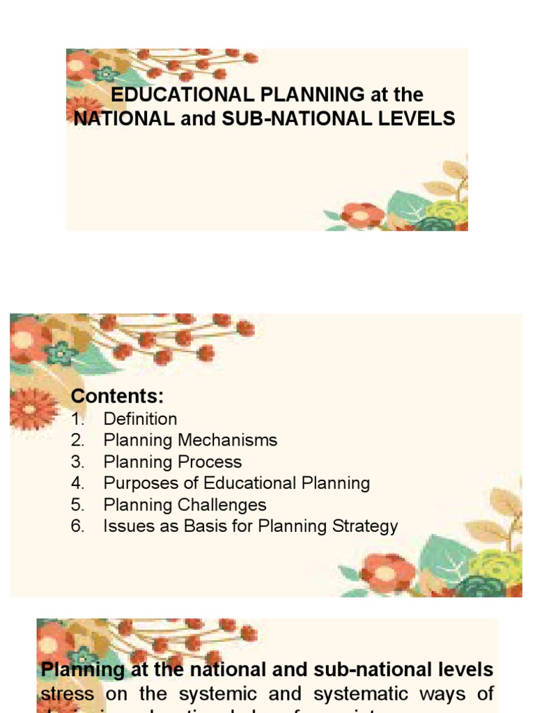 Educational Planning at The National and Sub-National Levels | Download ...