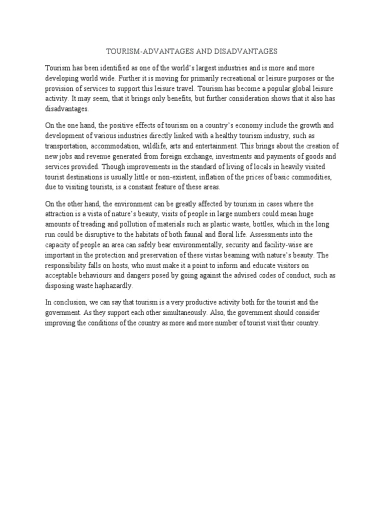Tourism: Pros and Cons Explained | PDF