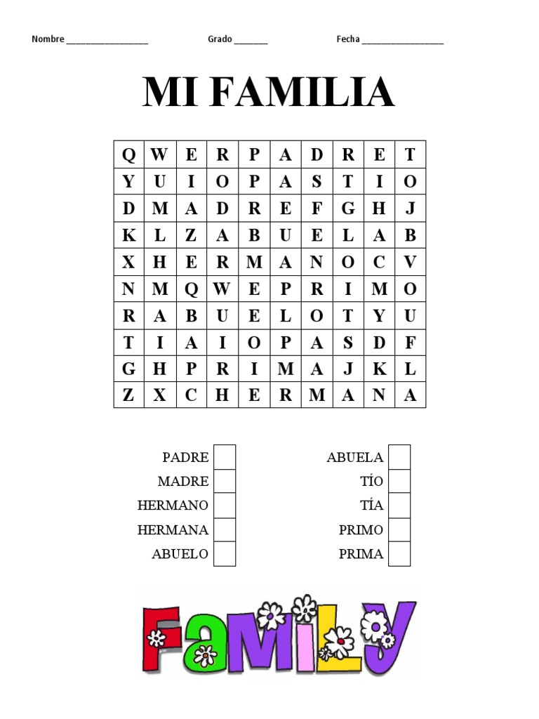 Actividades sobre mi familia para niños | PDF