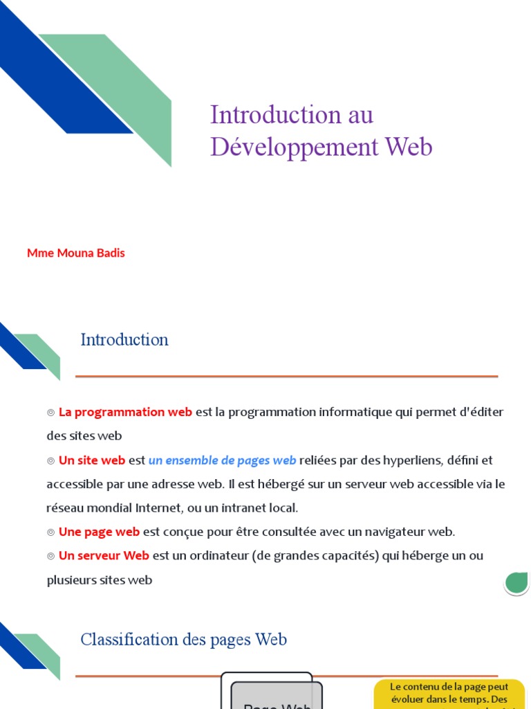 Introduction - Développement Web | PDF | Programmation web | Sites web