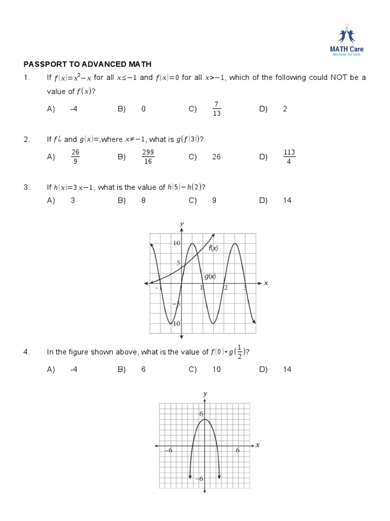 PSAT Passport To Advanced Math | PDF | Function (Mathematics ...