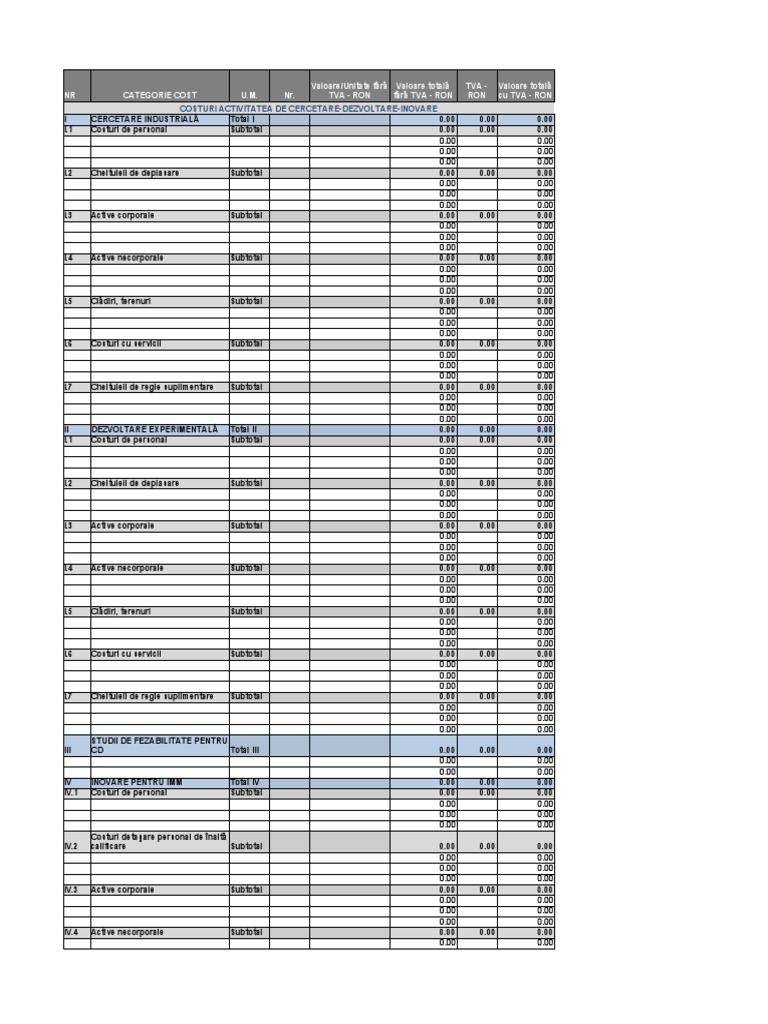 Formular Buget Proiect RIS3 | PDF