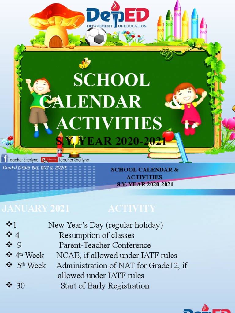 DepEd School Calendar 2020-2021 | PDF | Academic Term | Cognition